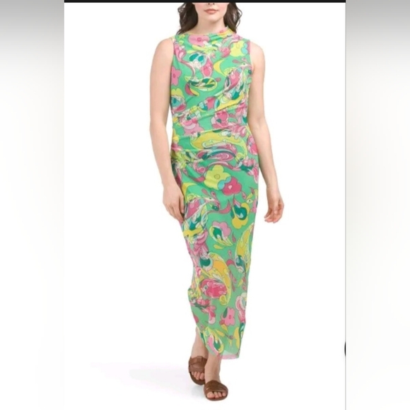 Donna Morgan | Dresses | Donna Morgan Floral Sleeveless Maxi Dress Mesh ...